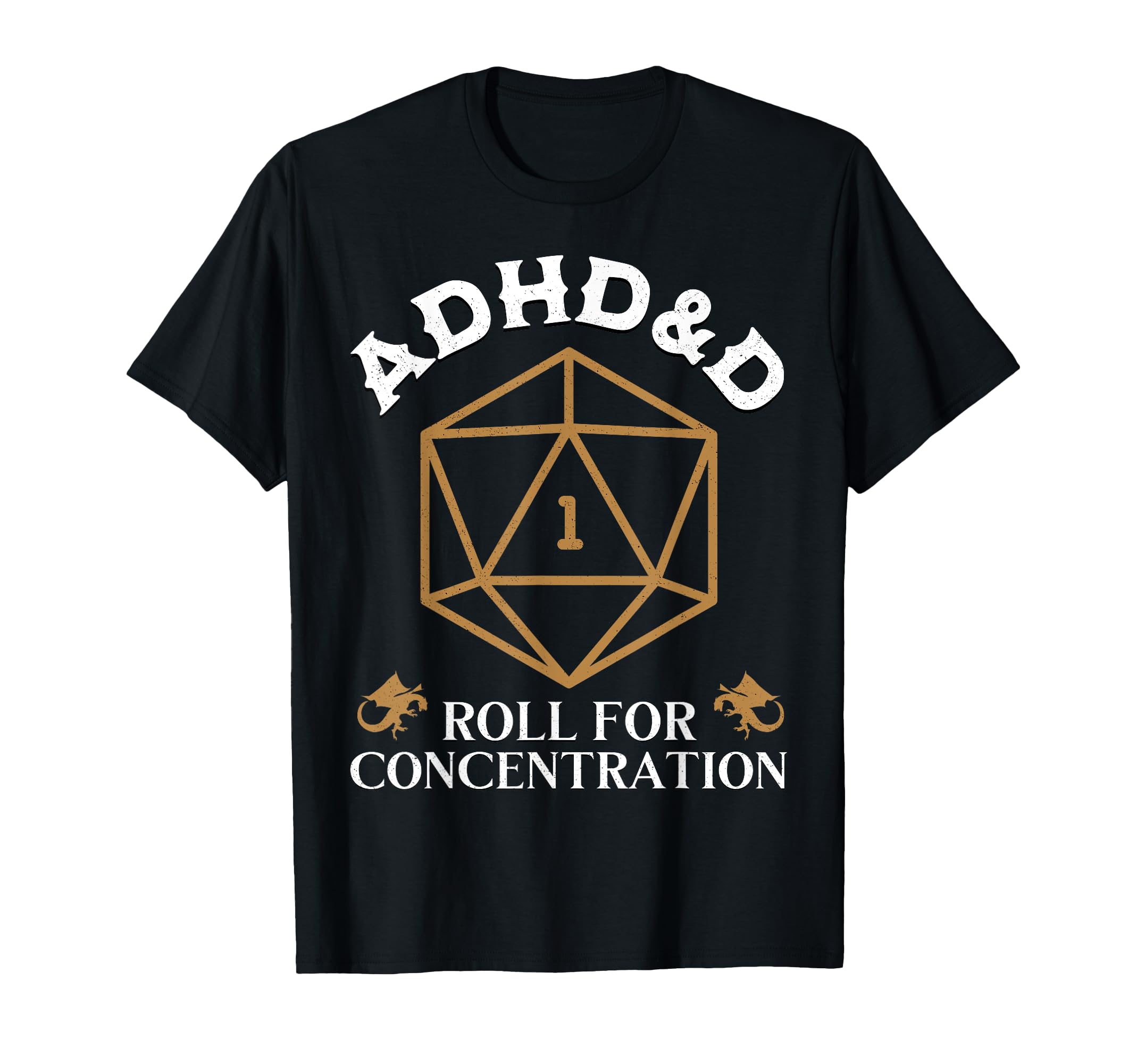 Amazon.com: Vintage ADHD&D Roll For Concentration DnD Men Women T-Shirt ...