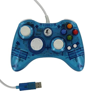 ZedLabz Manette USB filaire LED pour Microsoft Xbox 360 Bleu 1,8 m ...