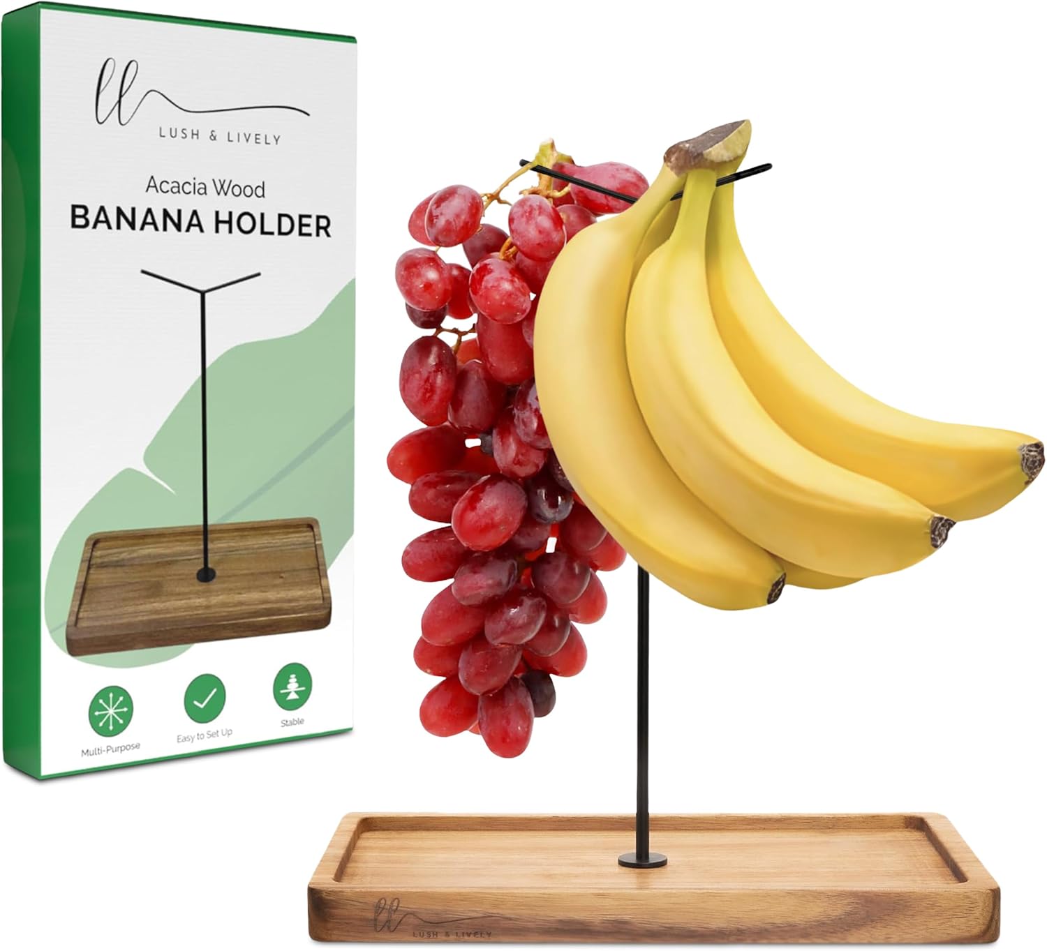 Amazon.com - Lush & Lively Banana Holder Stand | Multifunctional Acacia ...