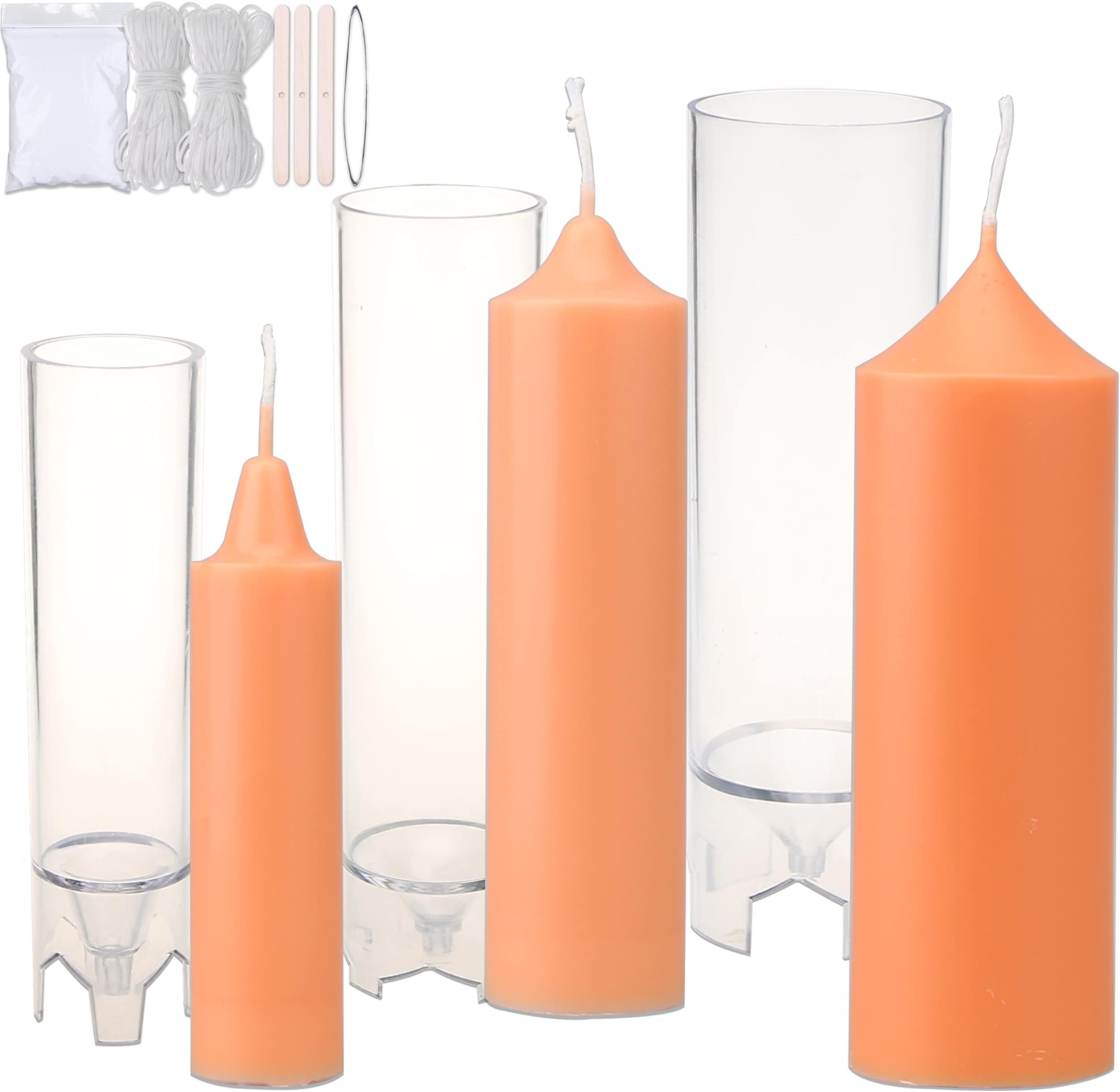 Amazon.com: Plastic Candle Molds, 3 Sizes Cylinder Candle Mold Set with ...