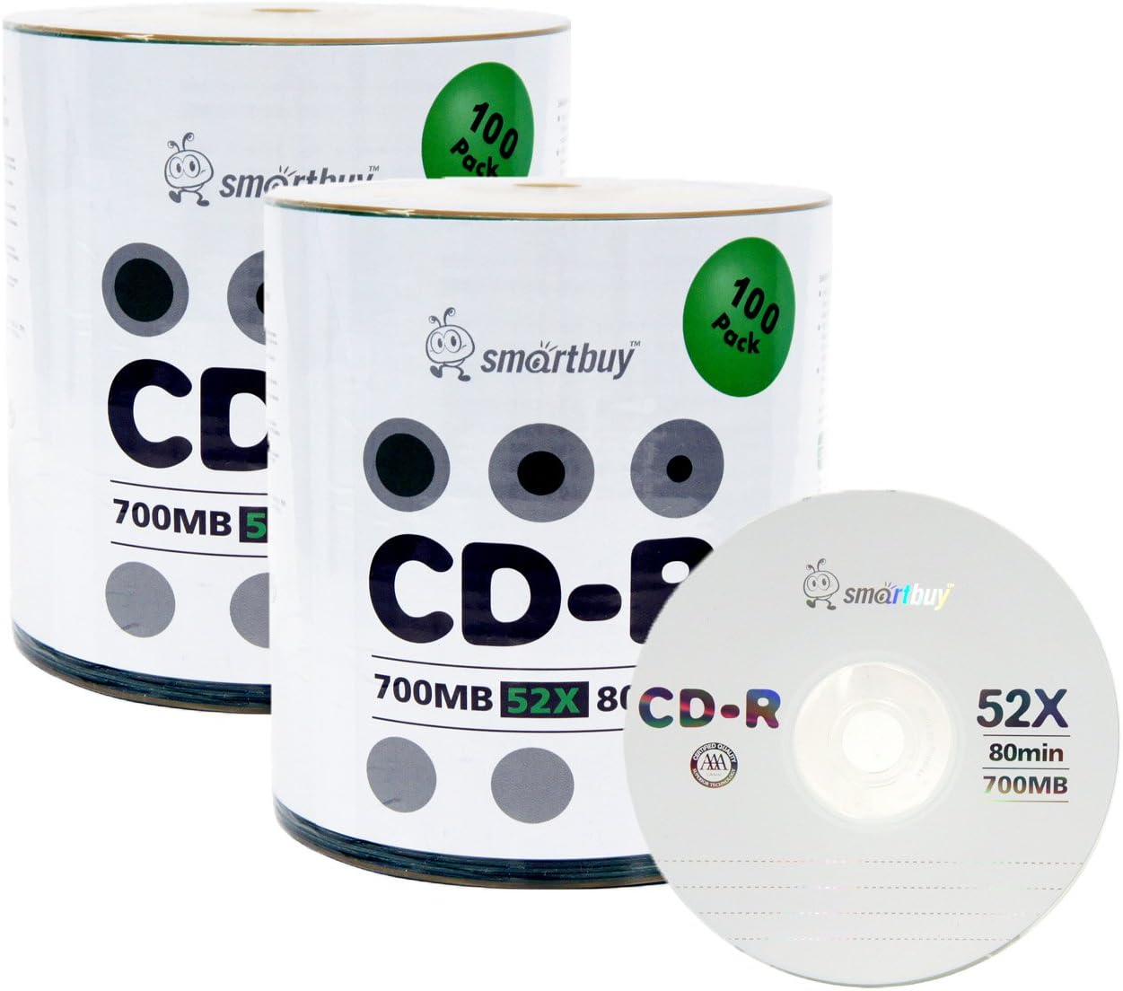 Amazon.com: Smart Buy Logo CD-R 200 Pack 700mb 52x Blank Data ...