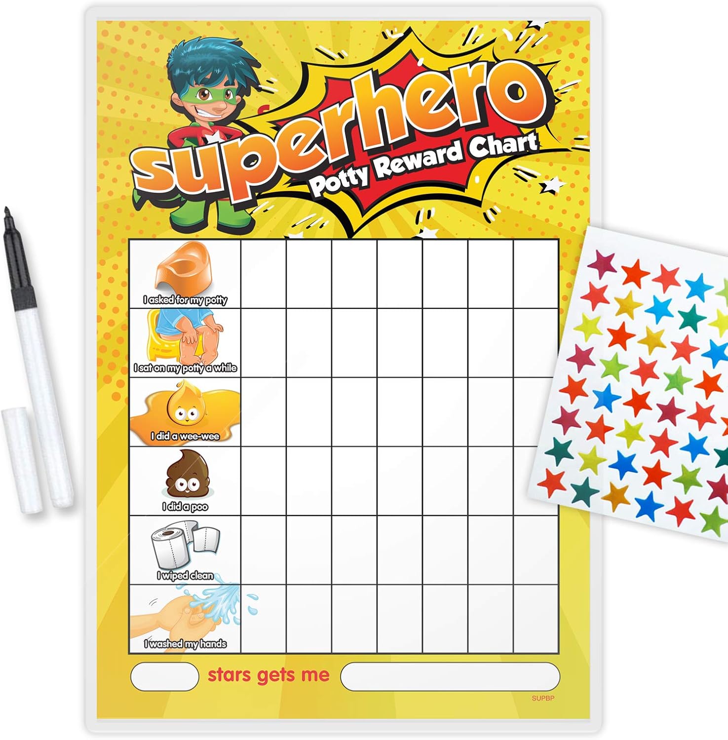 Superhero Boy Potty Reward Chart - SUPBP (Including FREE pen and star ...