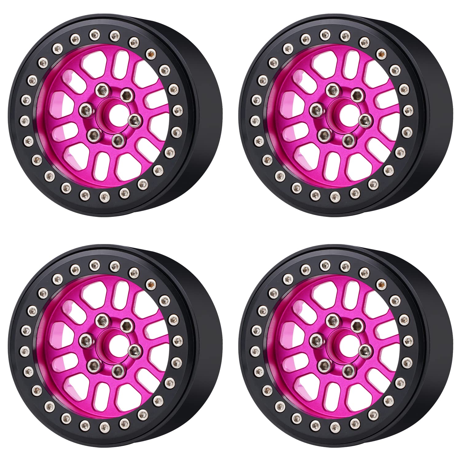 Amazon.com: TCRC 4PCS Aluminum 2.2” 14 Spoke Beadlock Wheel Hubs Rims ...