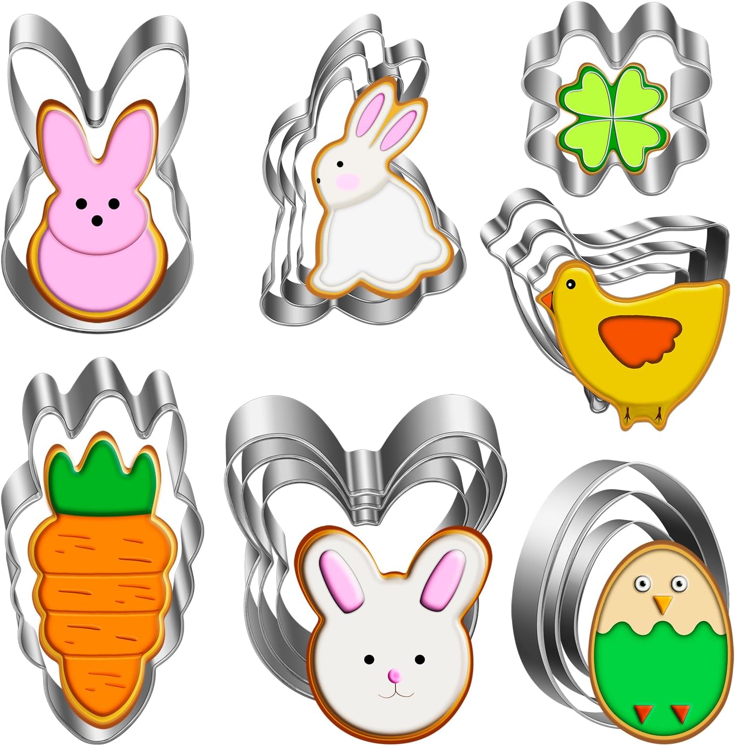 Amazon.com: 15 Pieces Easter Cookie Cutter Set - Bunny, Bunny Face ...