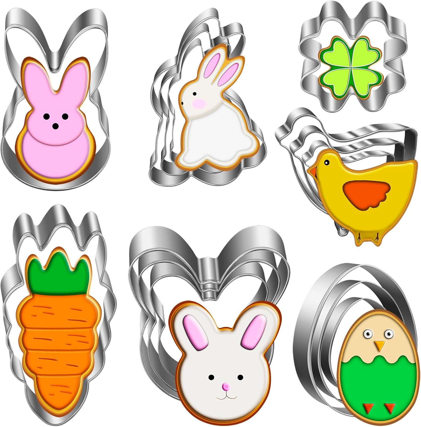 Amazon.com: 15 Pieces Easter Cookie Cutter Set - Bunny, Bunny Face ...