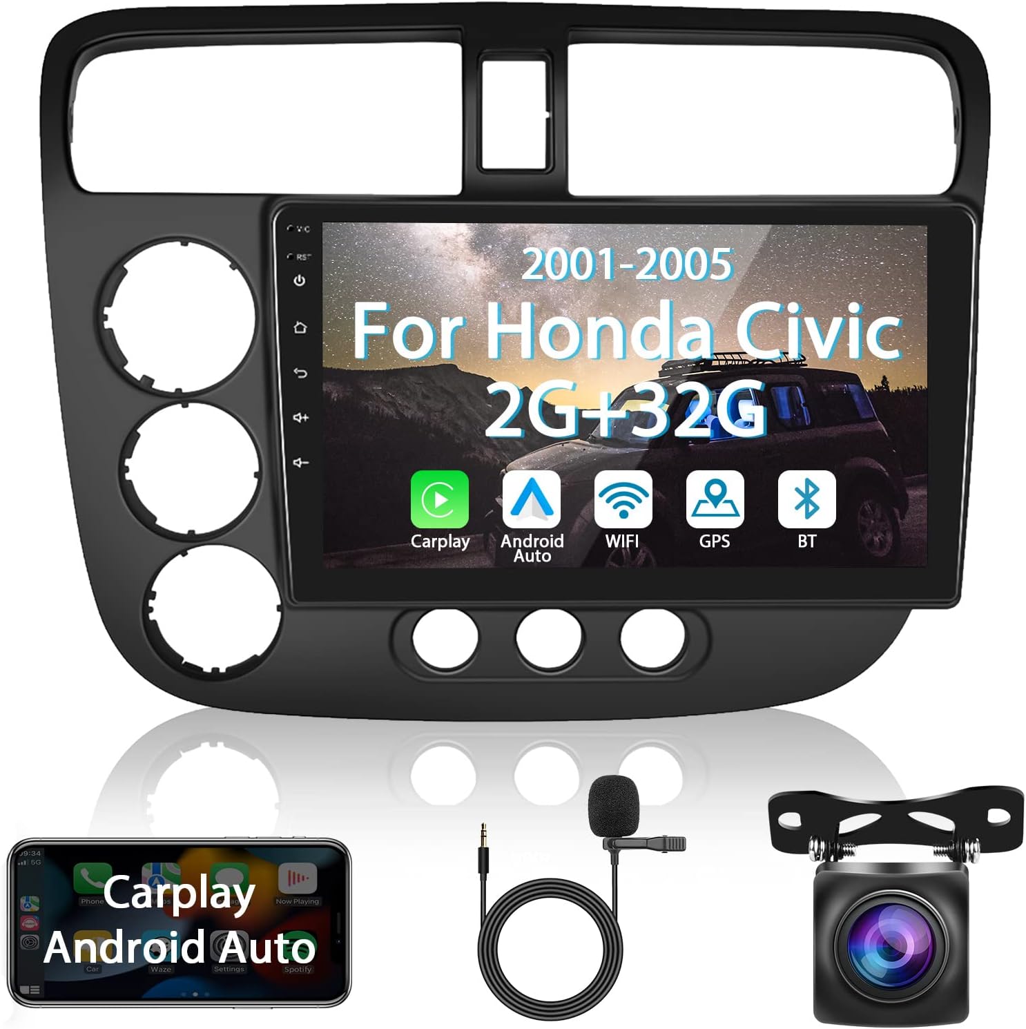 Amazon.com: 2G+32G for Honda Civic 2001 2002 2003 2004 2005 Wireless ...