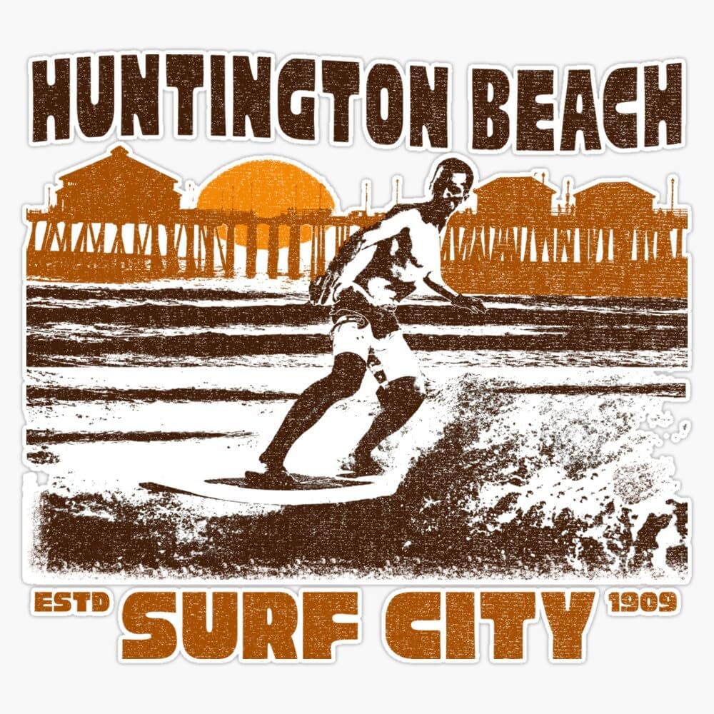 Amazon.com - Huntington Beach Surf City Vinyl Sticker Waterproof Decal ...