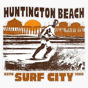 Amazon.com - Huntington Beach Surf City Vinyl Sticker Waterproof Decal ...
