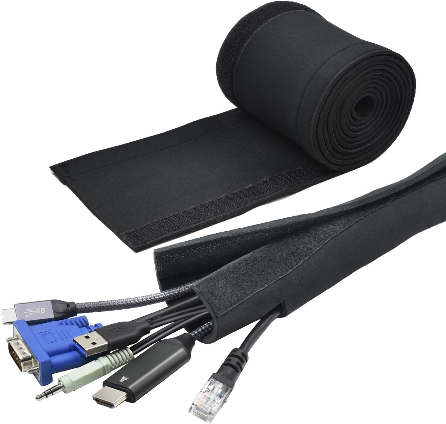 YOSH Cache Câble, [203cm*10cm] Passe Câble Bureau, Gaine Câble, Gaine ...