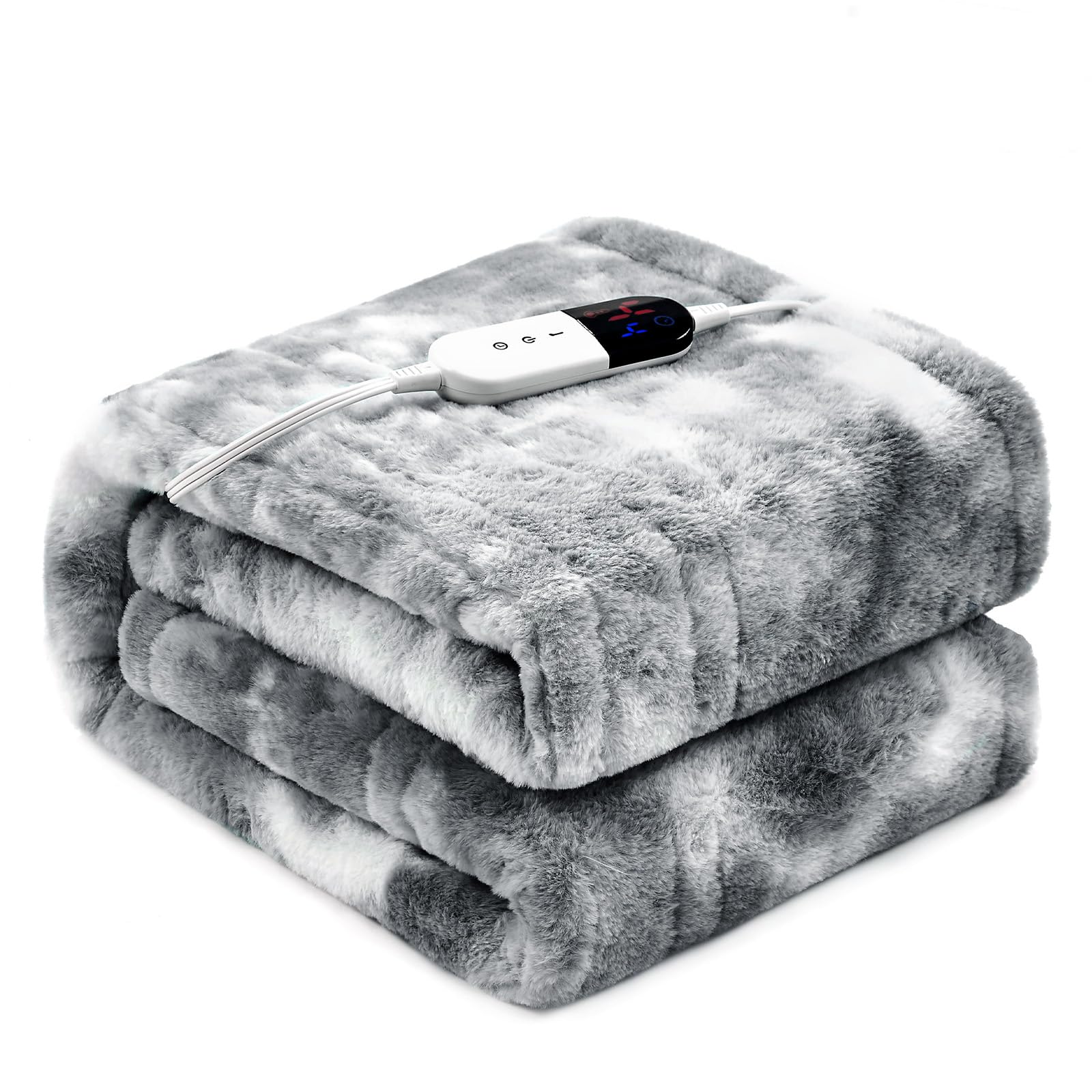 Amazon.com: PTQ Electric Heated Blanket 62"x84",Luxury Grey Twin Faux ...