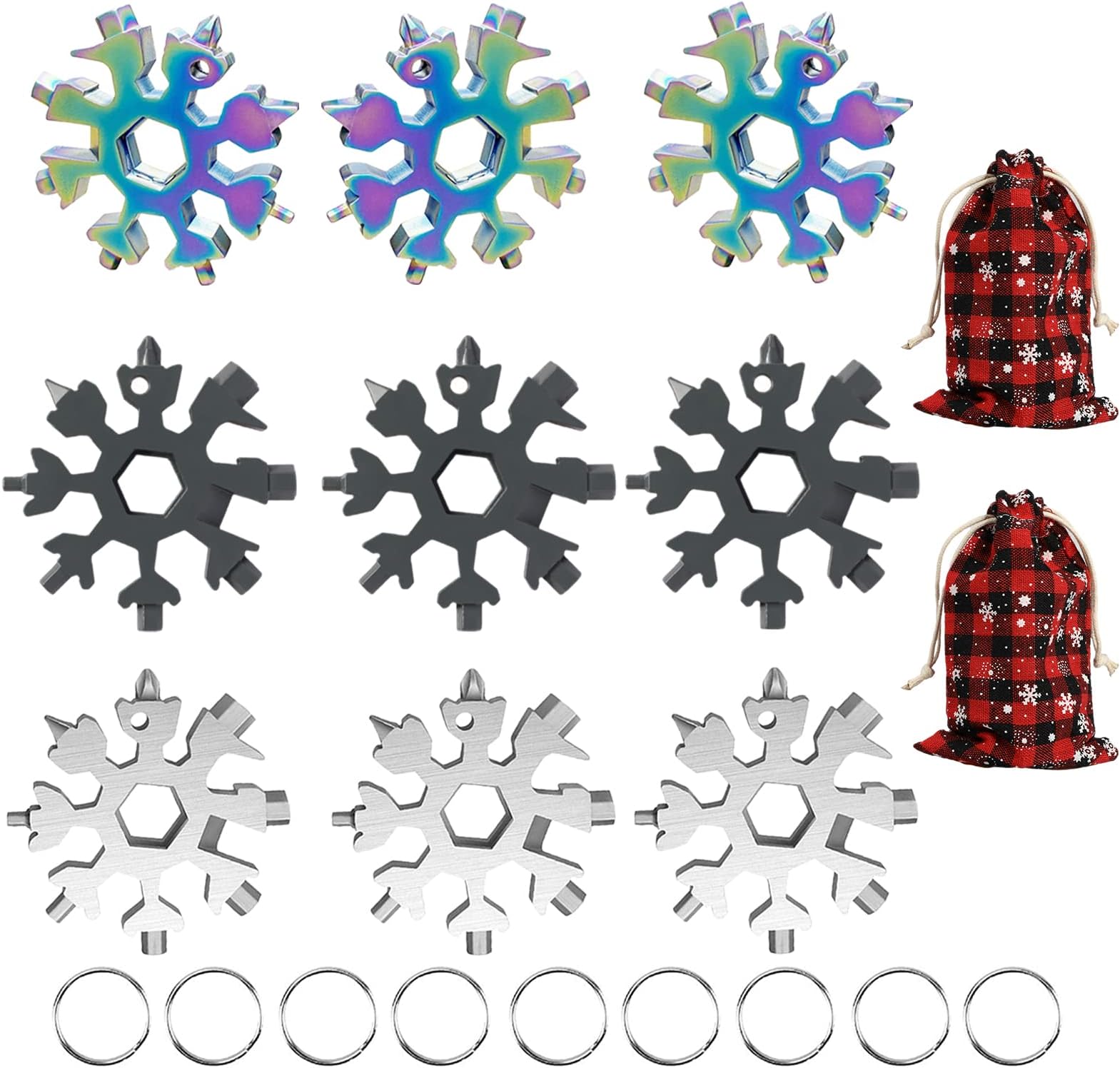 3 Pack 18-in-1 Snowflake Multi Tool, Stainless Steel Snowflake Multi ...