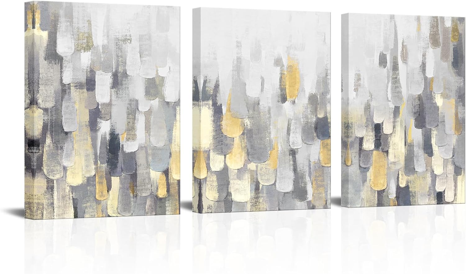 Amazon.com: LoveHouse Grey and Gold Wall Art Yellow Grey Abstract ...