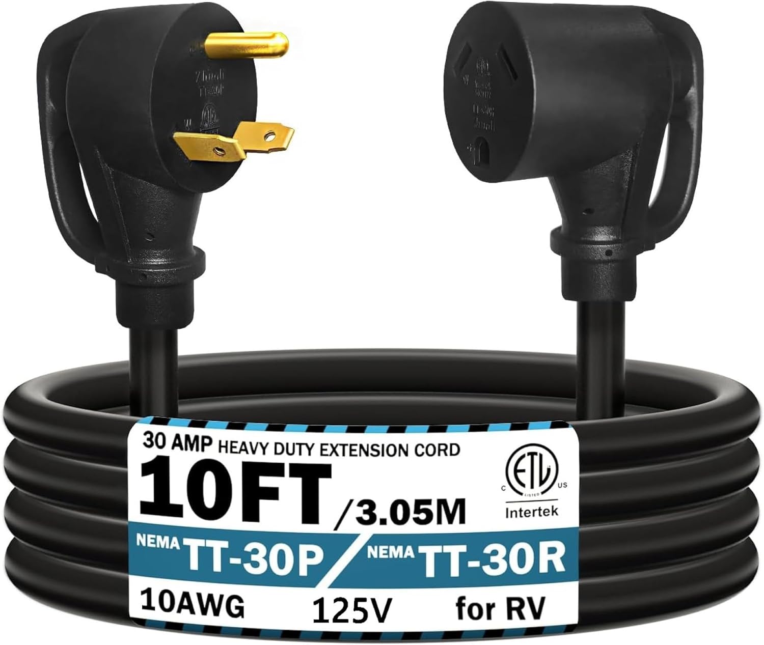 STRIGHT 10FT RV Extension Cord 30 Amp, RV Power Extension Cord NEMA TT ...