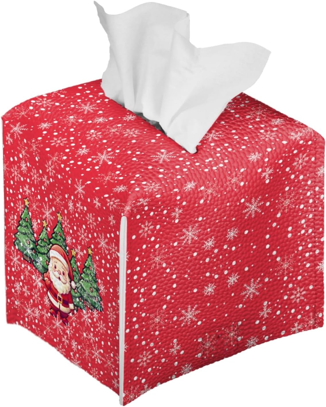 Amazon.com: Christmas Satan Claus Tissue Box Cover, Christmas Tree PU ...