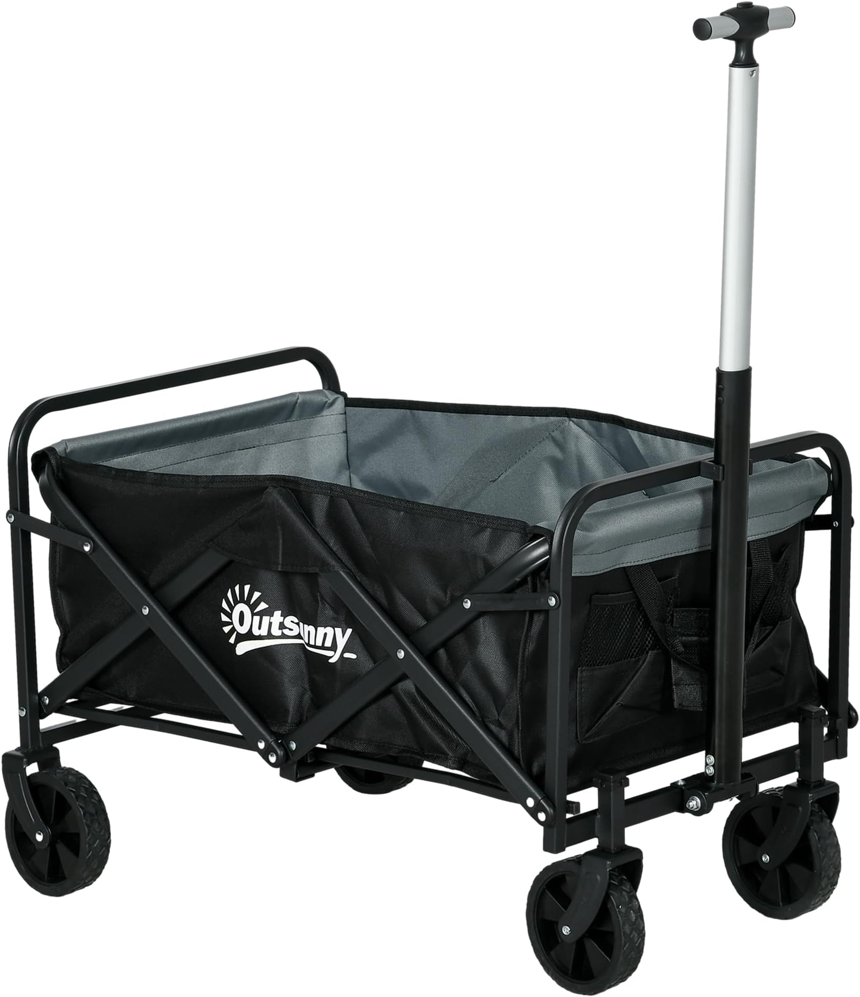 Outsunny Outdoor Collapsible Wagon, Folding Garden Cart, Heavy Duty ...