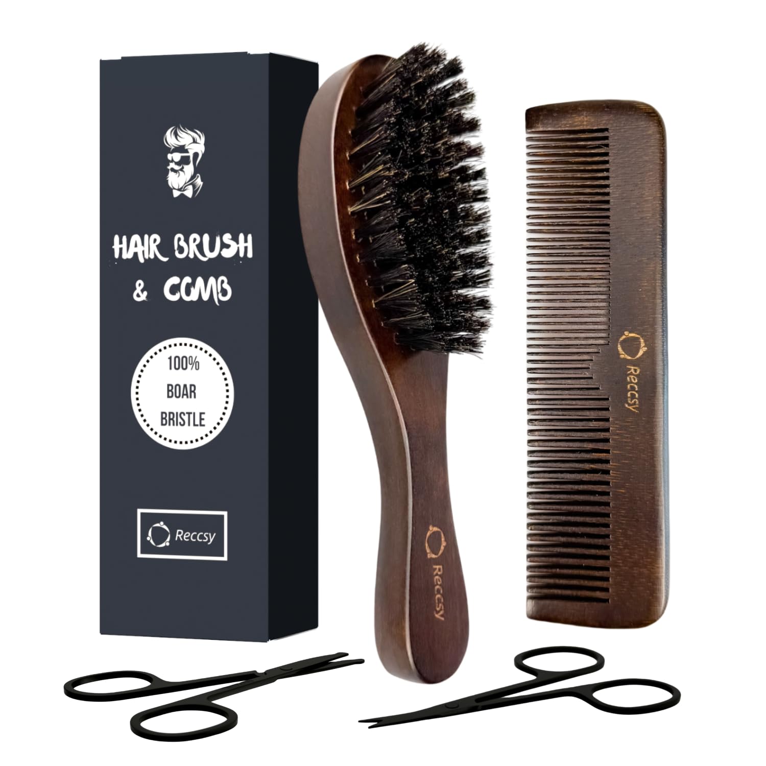 Amazon.com : Hair Brush And Comb Set For Men-Boar Bristle Hair Brush ...