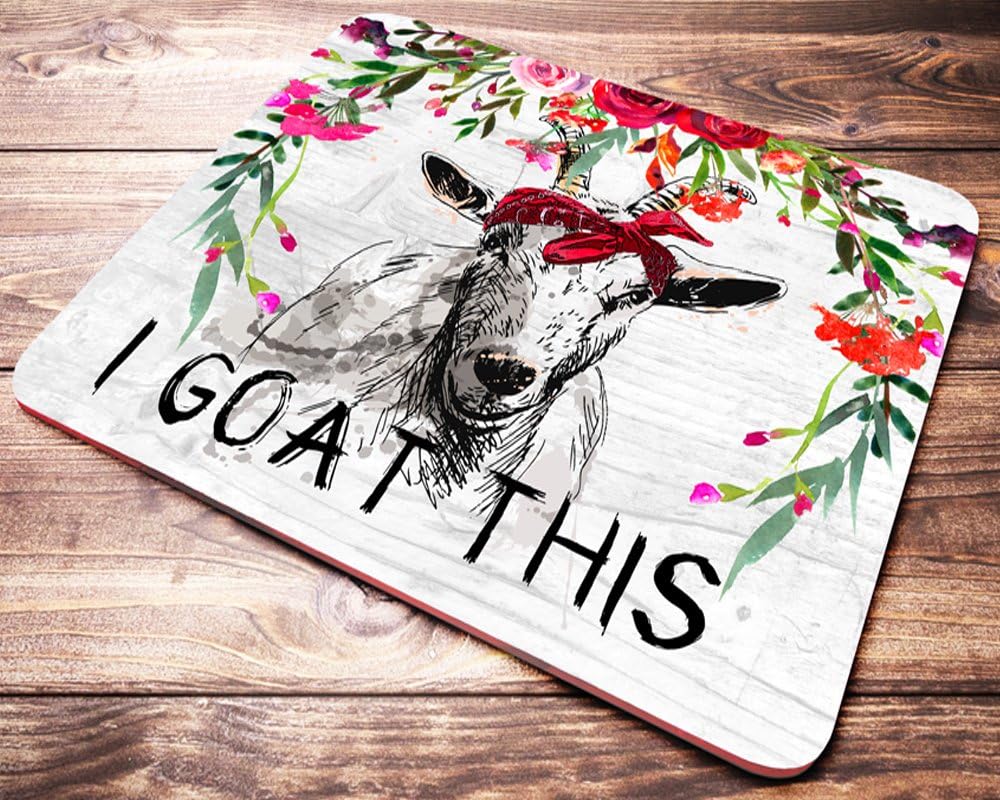 Amazon.com: Funny Goat Mouse Pad I Goat This Red Floral Watercolor ...