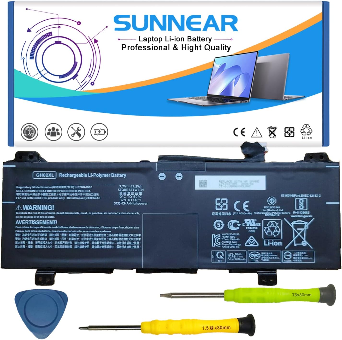 Amazon.com: SUNNEAR GH02XL Laptop Battery Compatible with HP Chromebook ...