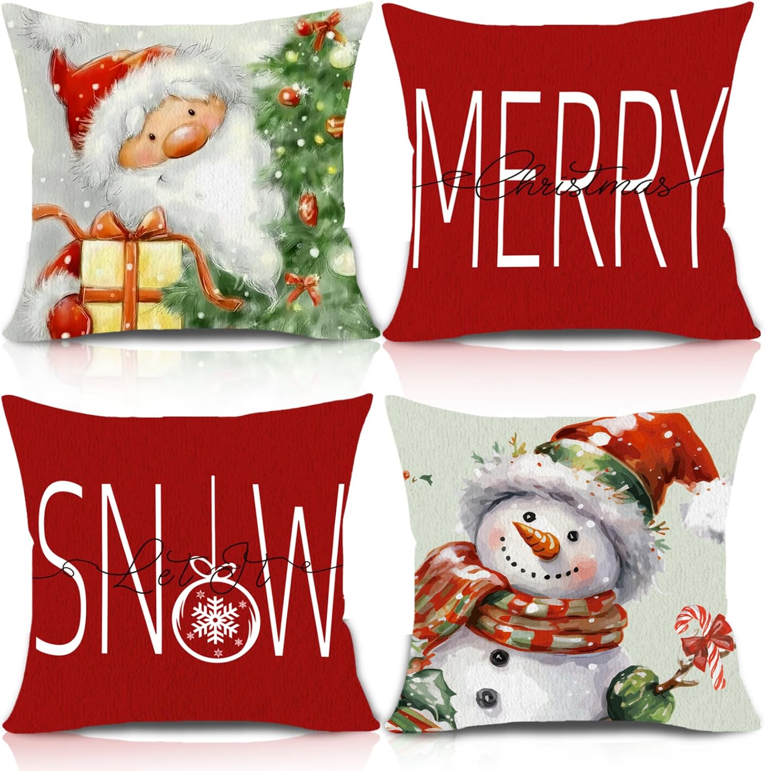 Amazon.com: pandudu Buffalo Red Christmas Pillow Covers 18x18 Set of 4 ...