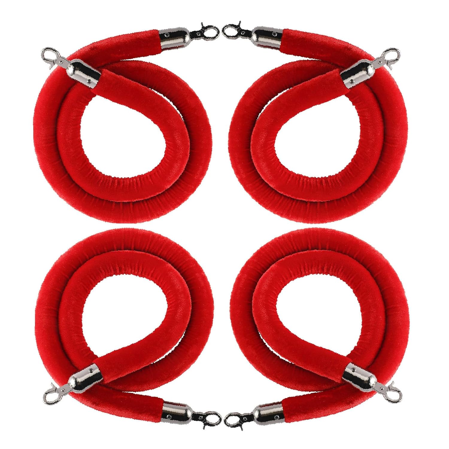 NovelBee 4pcs Red Velvet Stanchion Ropes with Black Hooks,5 Feet ...