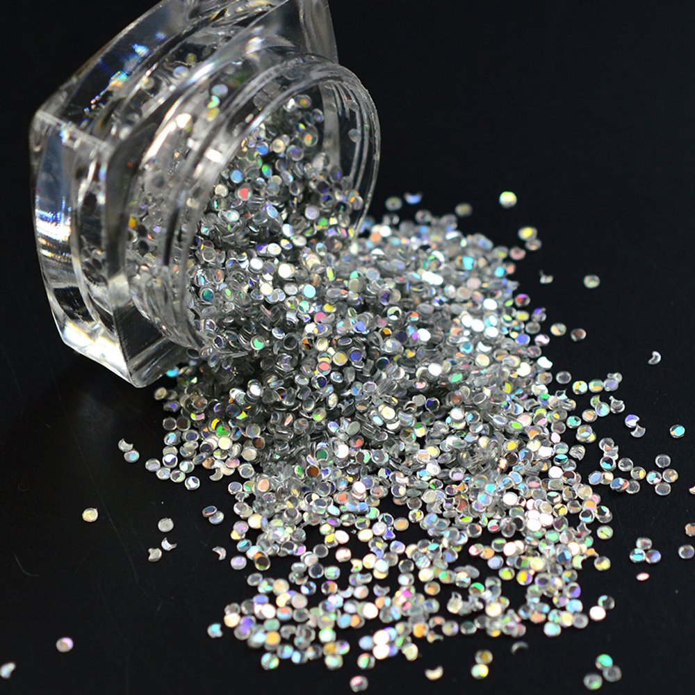 Amazon.com : 2g/ Bottle Laser Silver Color Nail Glitter Decorations ...