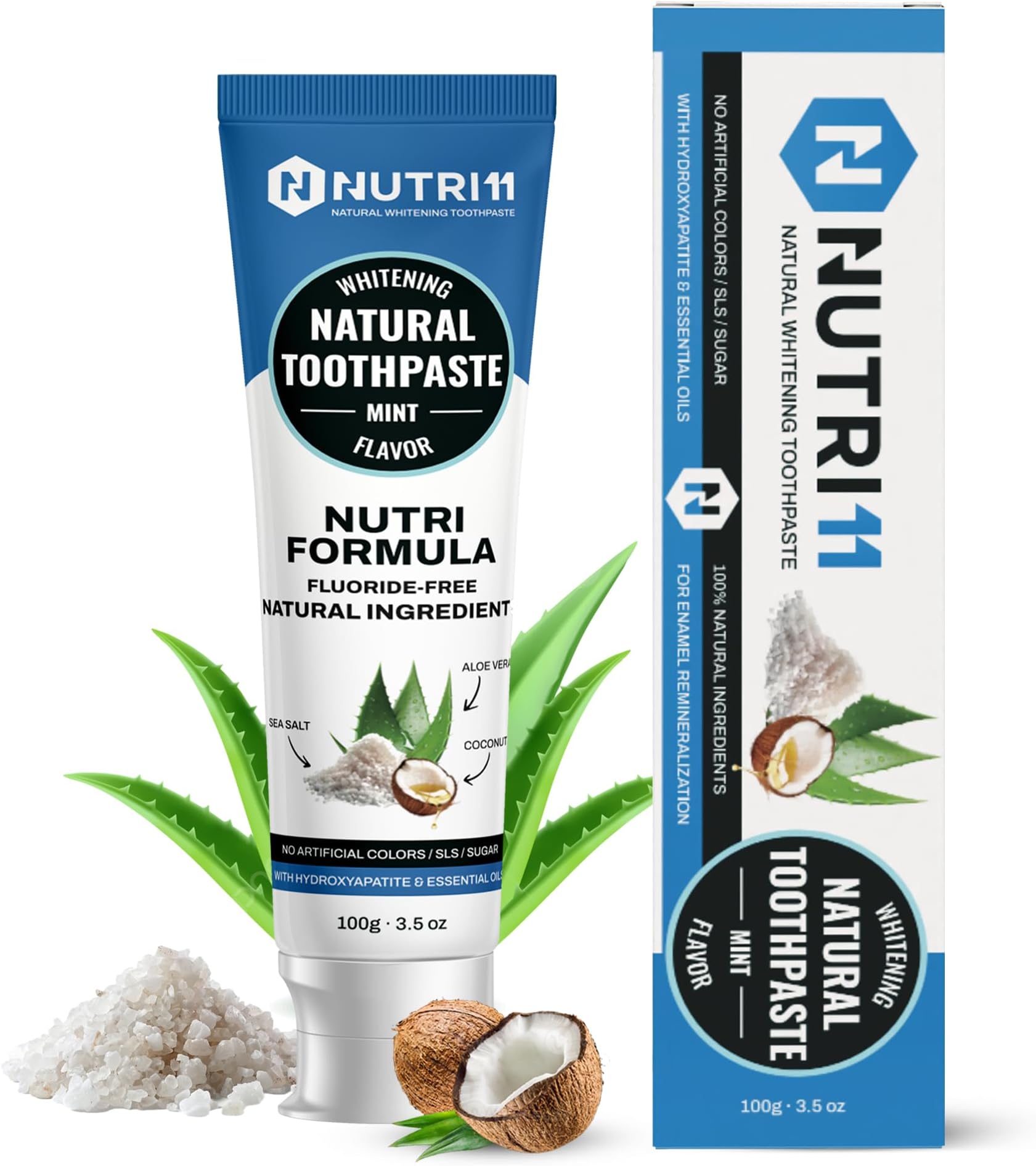Amazon.com: Nutri 11 Natural Whitening Toothpaste | Fluoride-Free & SLS ...