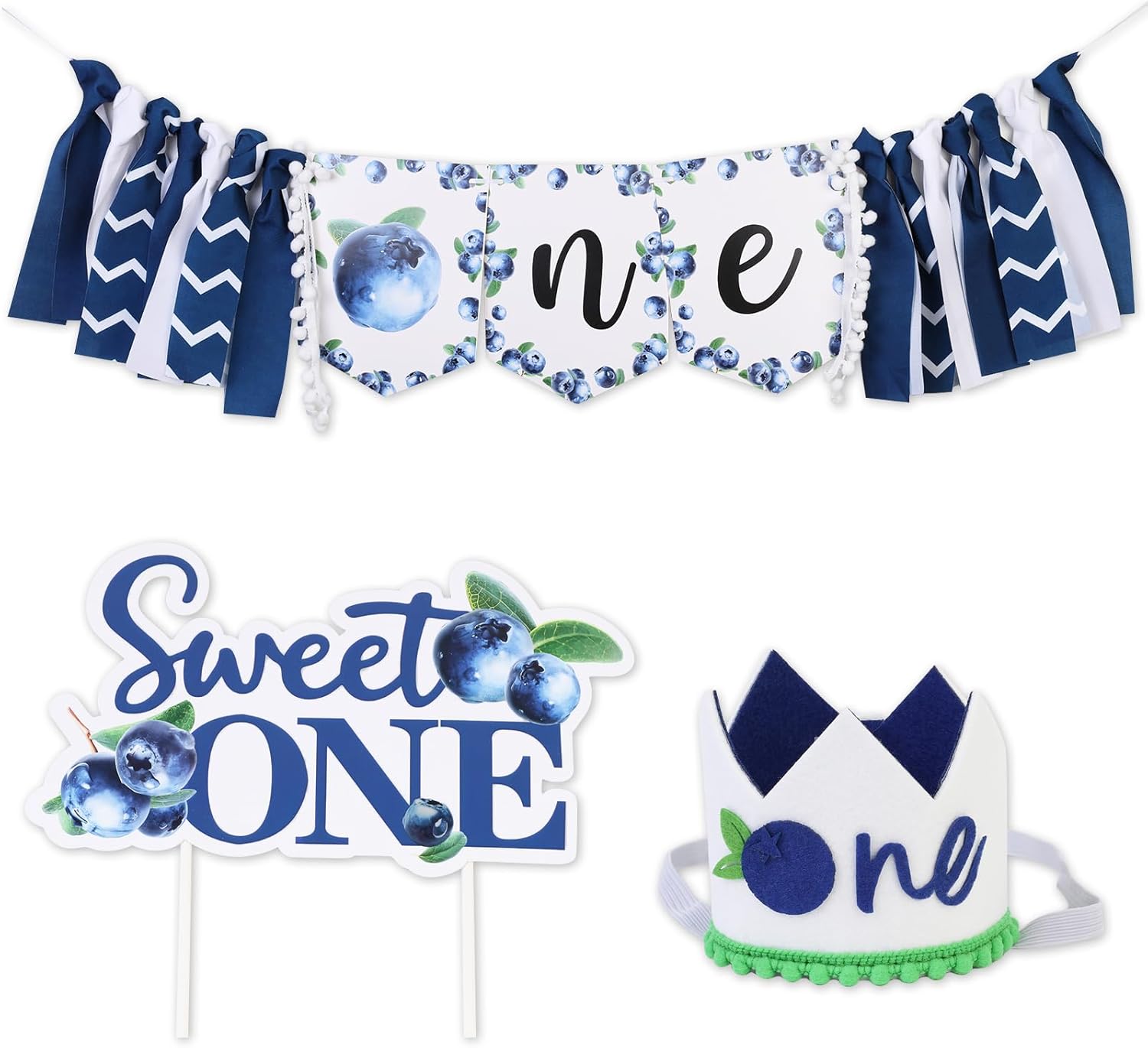 Amazon.com: Kreatwow Blueberry 1st Birthday Decorations Blueberry One ...