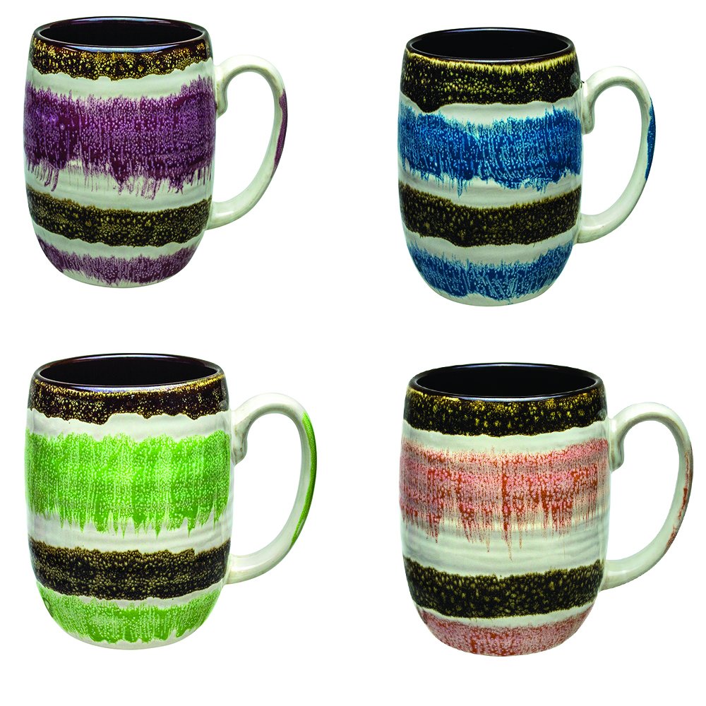 Amazon.com: Coffee Mug Set of 4, Large 16 oz Unique Mugs, Microwave ...
