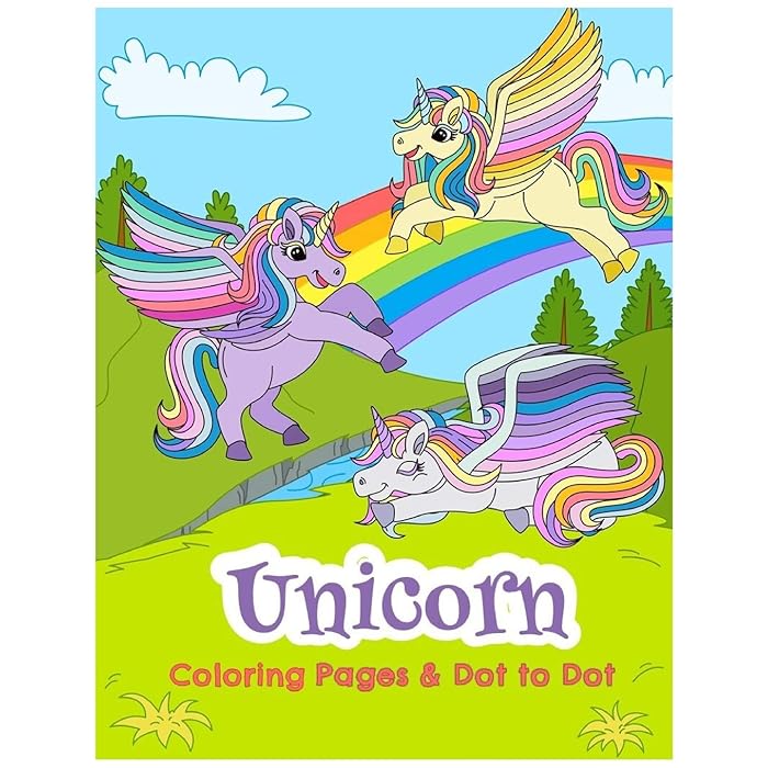 Buy Unicorn Coloring Pages & Dot To Dot: Relaxing Coloring Book For ...