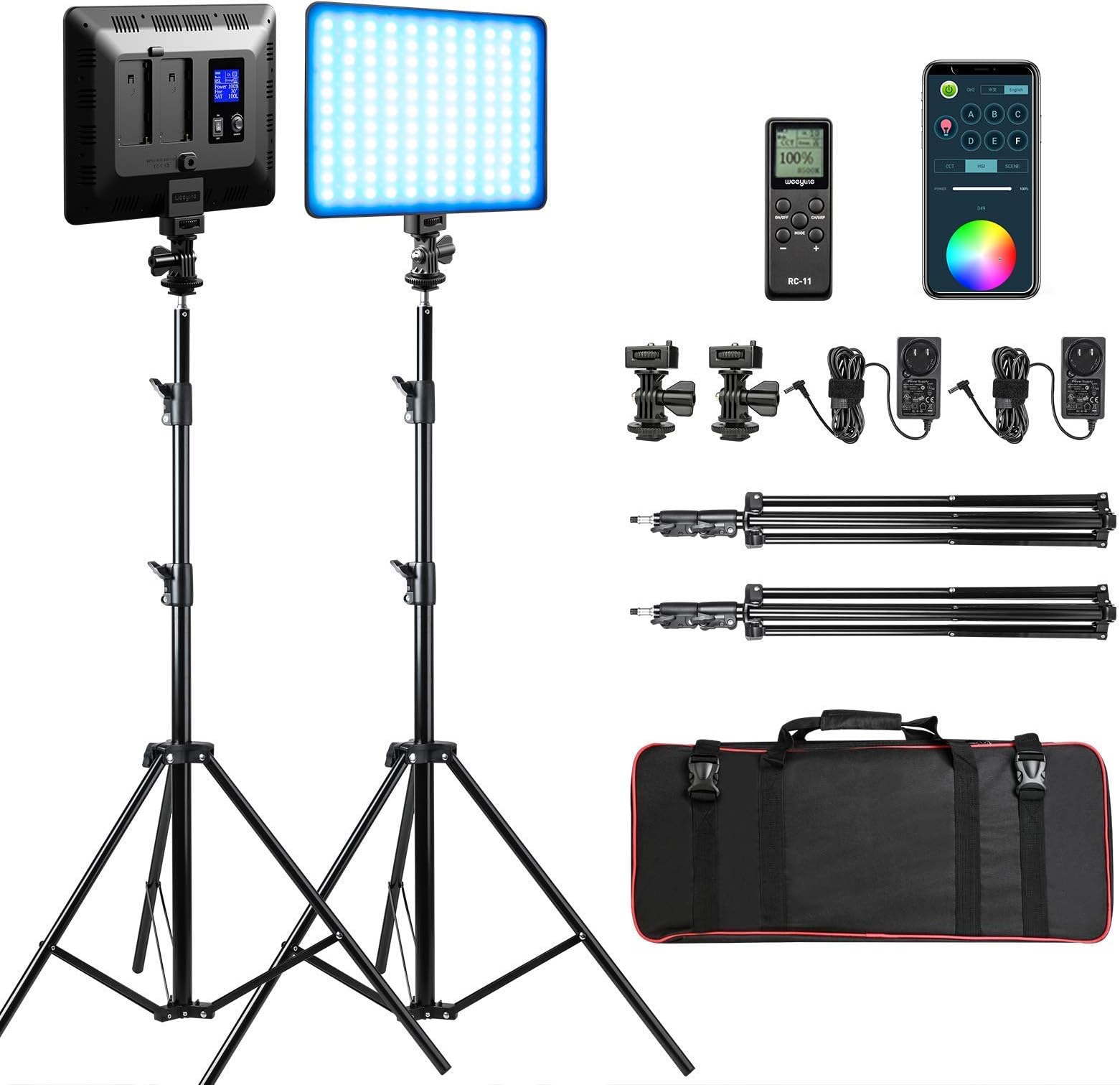 Amazon.com : Weeylite Sprite20 2-Pack LED Video Lighting Kit - Full RGB ...