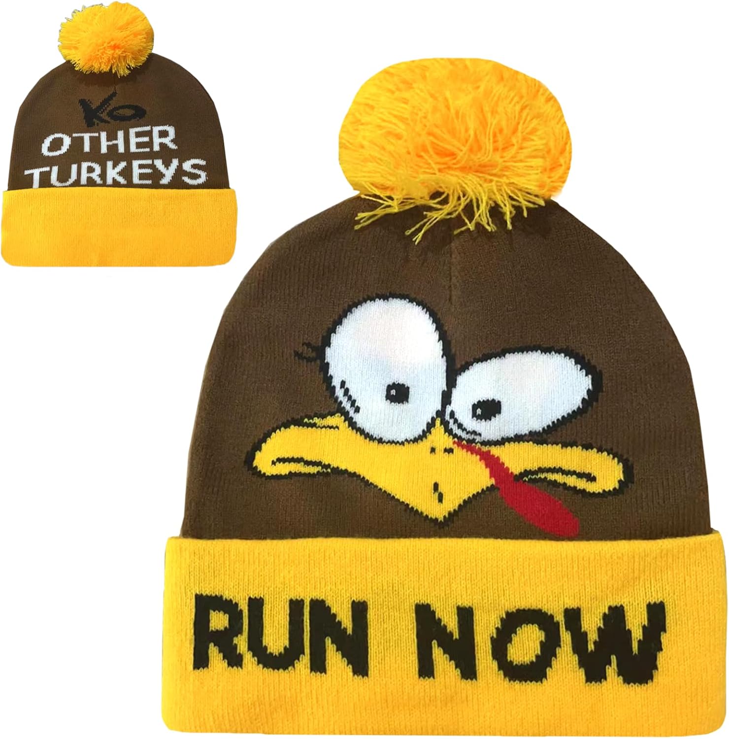 Amazon.com: Turkey Run Beanie Thanksgiving Hat With Pom Pom for Runners ...