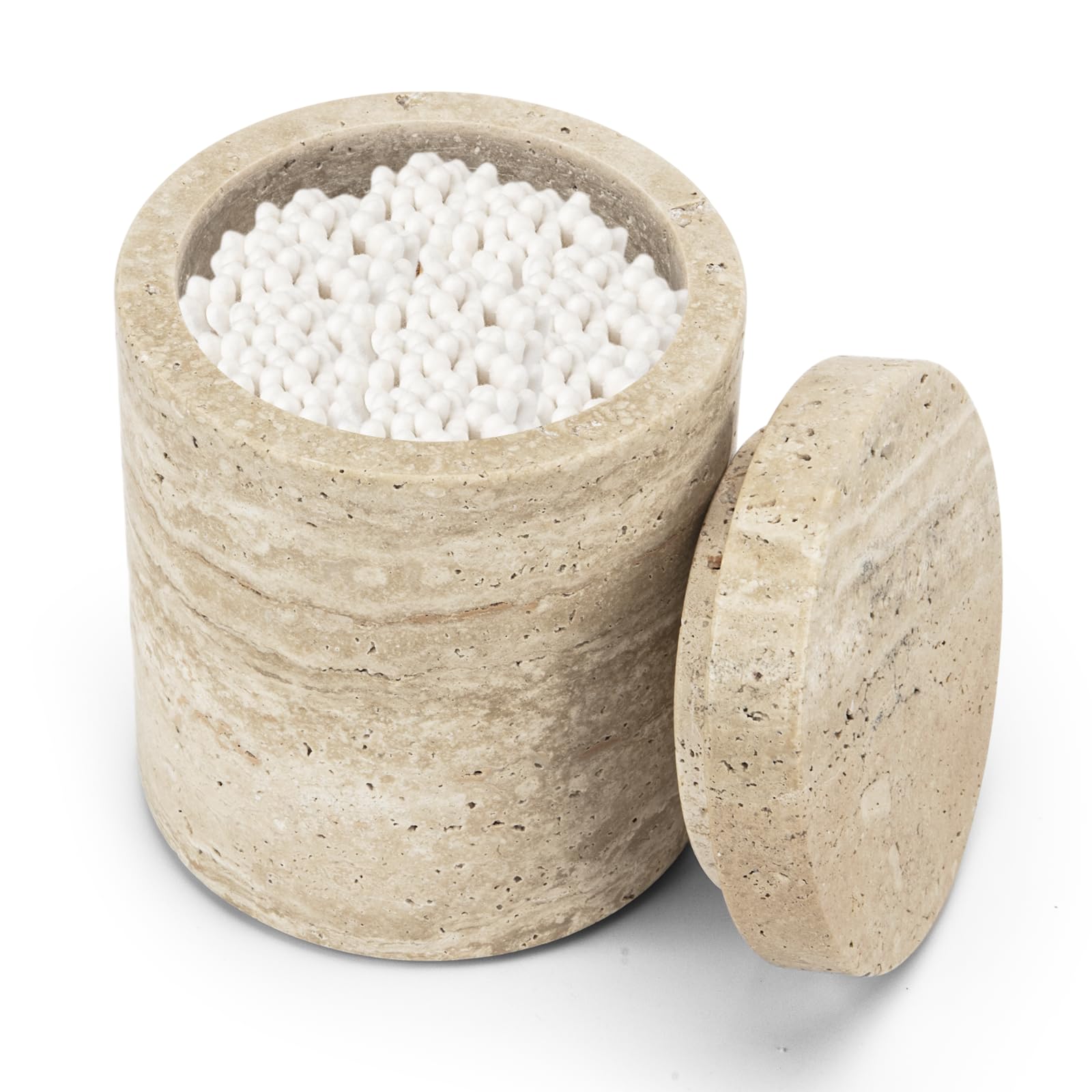 Amazon.com: N NANSHOP Natural Marble Canister, Cotton Swab Holder with Lid, High Capacity ...