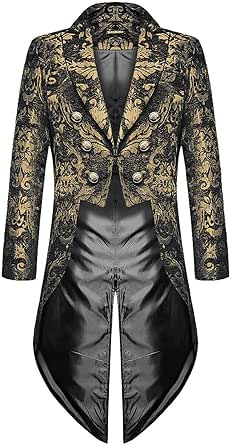 Allence 2024 Veste Gothique Queue-de-Pie Steampunk médiéval pour Homme ...