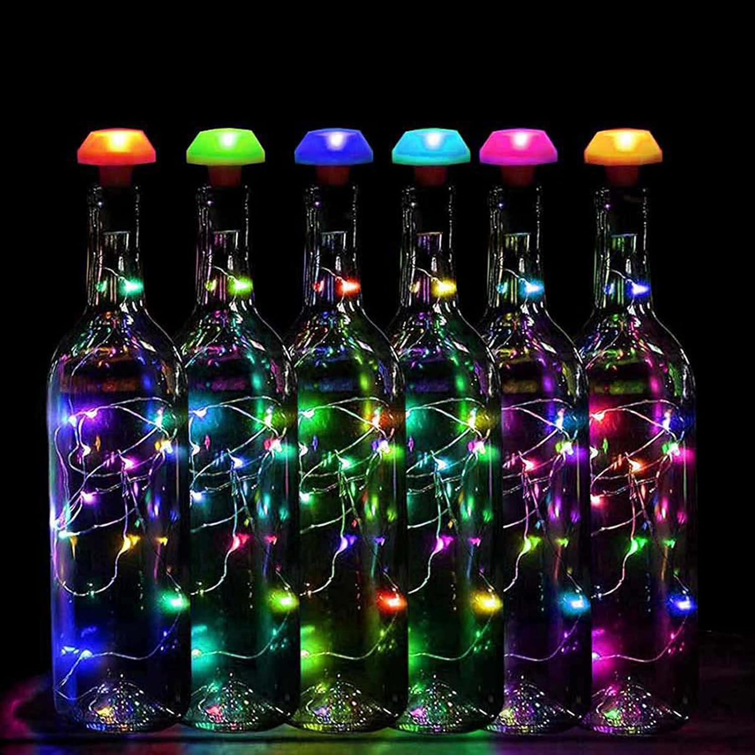 Yuehuamech 6 Pack Solar Bottle Lights Waterproof Solar String Colorful ...