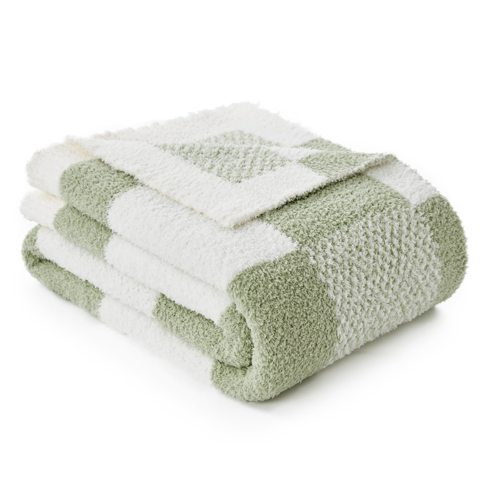 Amazon.com: Snuggle Sac Checkered Blanket, Sage Green Throw Blanket for ...