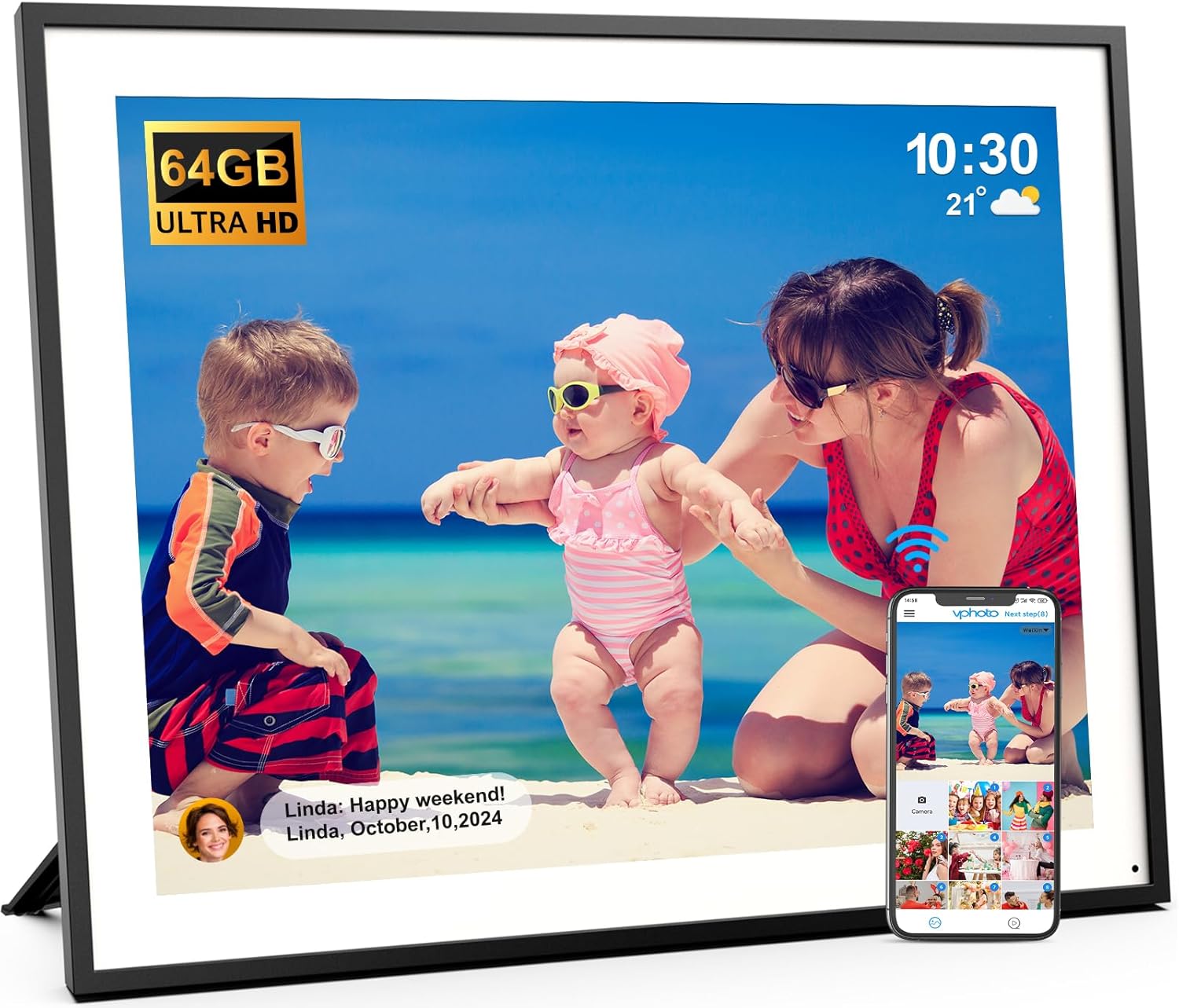 Amazon.com : Large Dual-WiFi Digital Photo Frame 19-inch - 64GB Digital ...