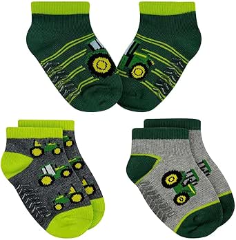 Amazon.com: John Deere Green Toddler Boys 3 Pack Shortie Socks Tractors ...
