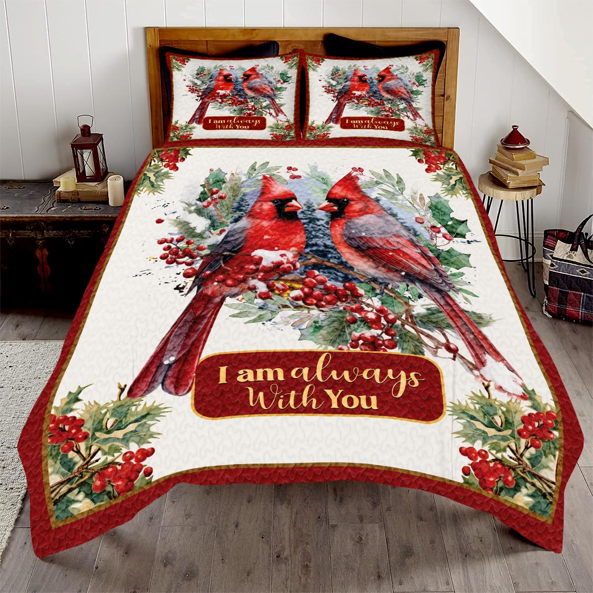 Amazon.com: SHOEOHI Cardinal Quilt Set, Cardinal Patchwork Winter ...