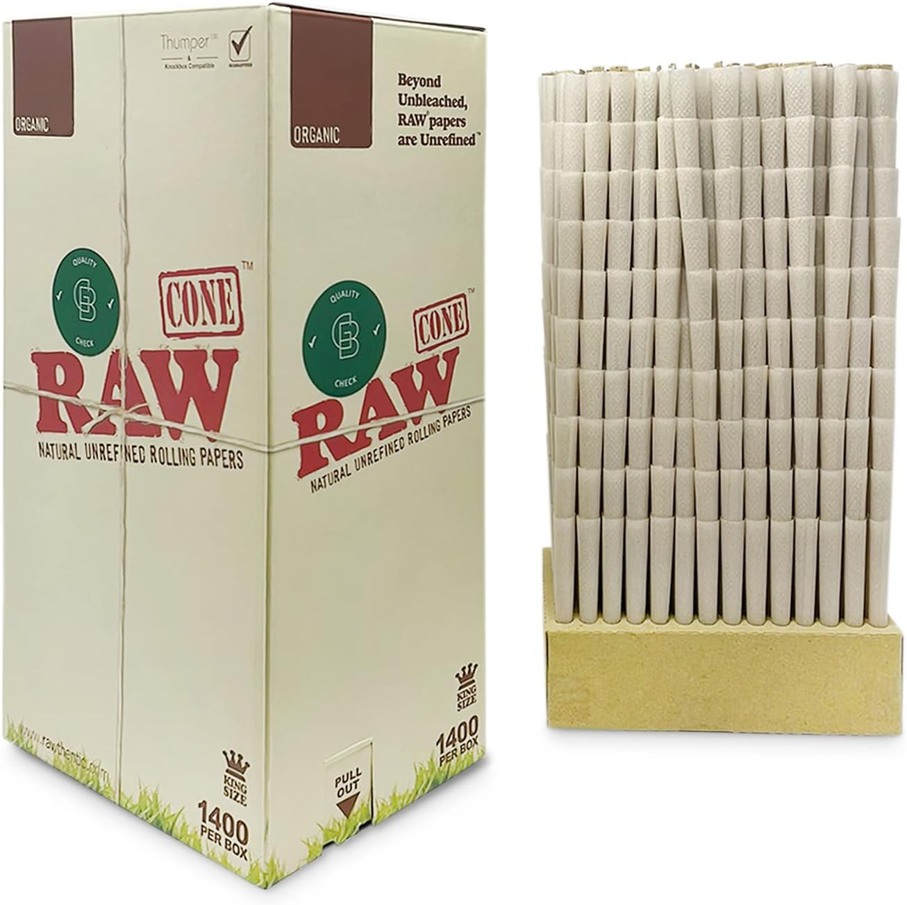 Amazon.com: RAW Cones Organic King Size: 1400 Count Bulk Box - Pre ...