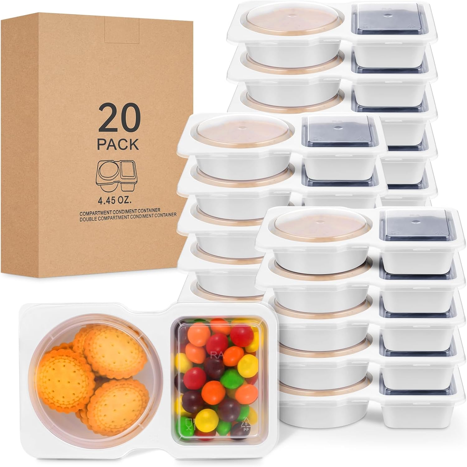 Amazon.com: BIEOFFEI Disposable Double Compartment Snack Containers ...