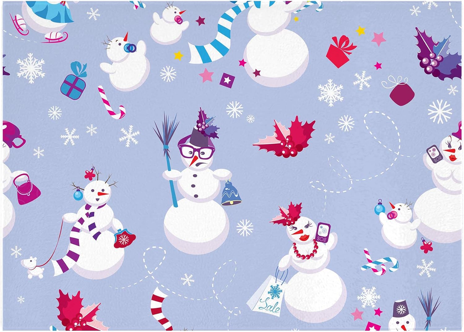 Amazon.com: Winter Background With Cute Snowmen Cutting Board, Tempered ...