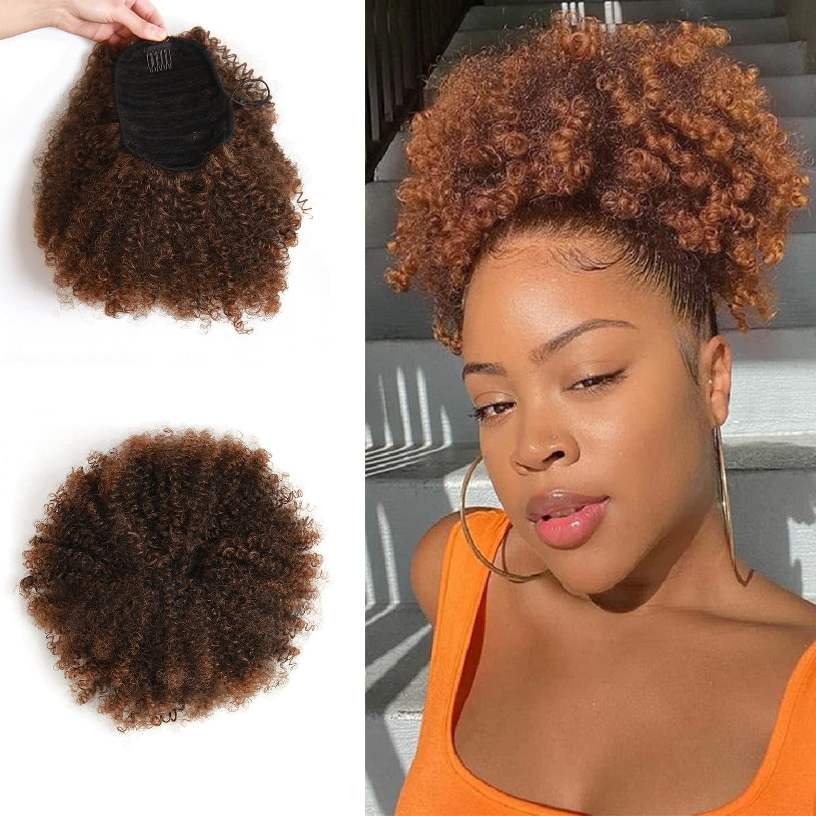 Amazon.com : Afro Puff kinky curly Drawstring Ponytail Extension for ...