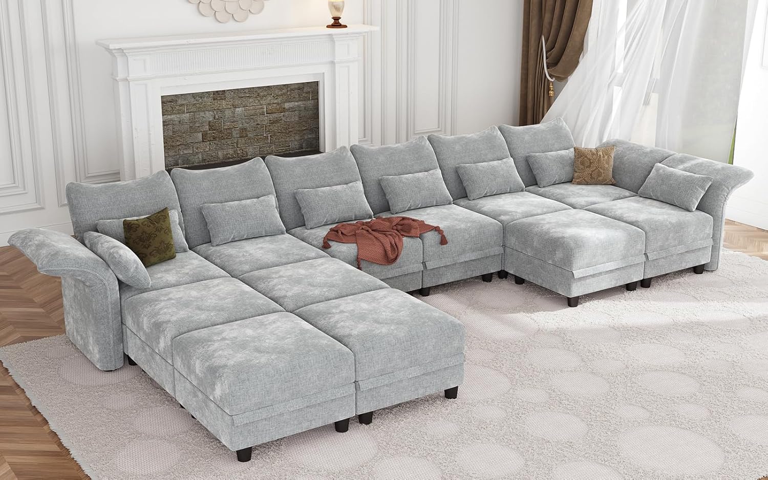 Amazon.com: LLappuil 12 Seats Extra Large U Shaped Sectional Couches ...