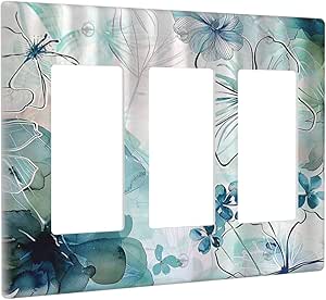 Yamxbfa Decorative Outlet Covers Teal Floral Boho Sage Olive Green Blue ...