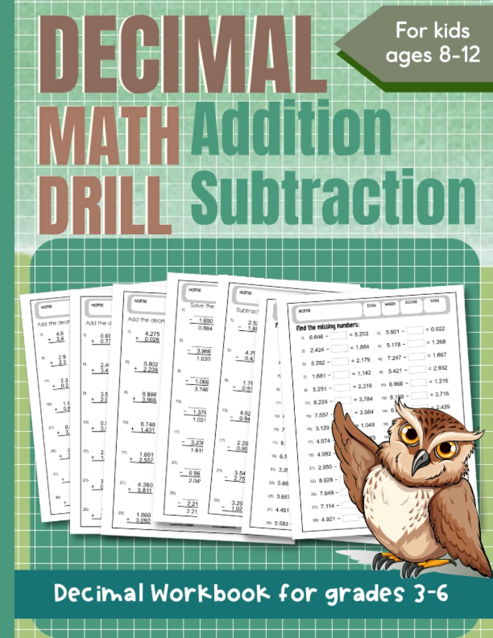 Decimal Math Drill Addition and Subtraction: Decimal Workbook for ...