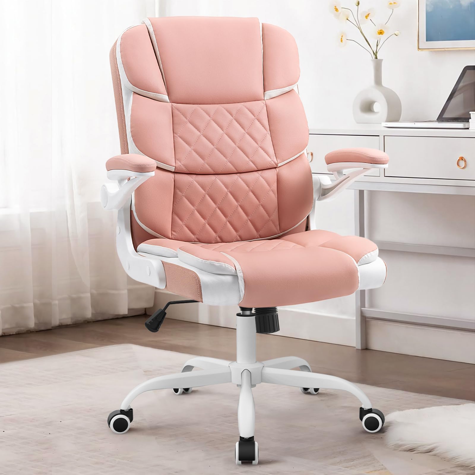 Amazon.com: Pink Desk Chair Ergonomic Office Chair Lumbar Support Desk ...