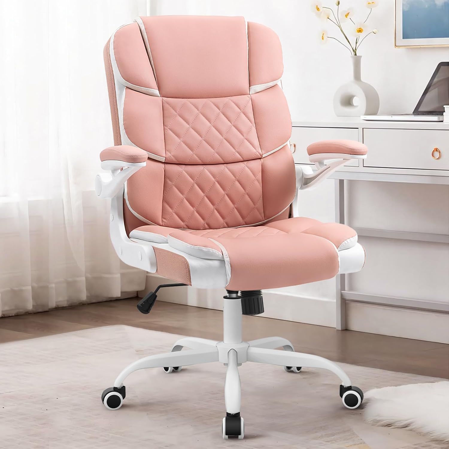 Pink Desk Chair Ergonomic Office Chair Lumbar Support Desk Chairs with ...