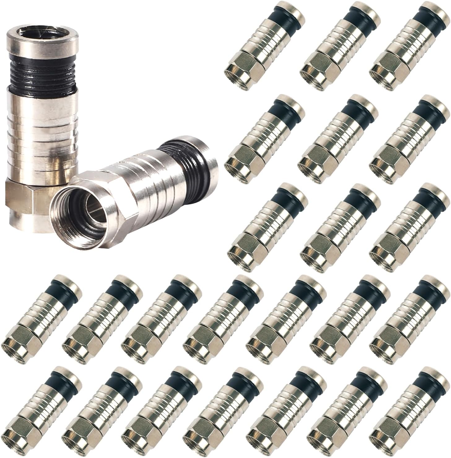 Amazon.com: Trisewenic F-Type RG6 Compression Connectors Adapter 25 ...