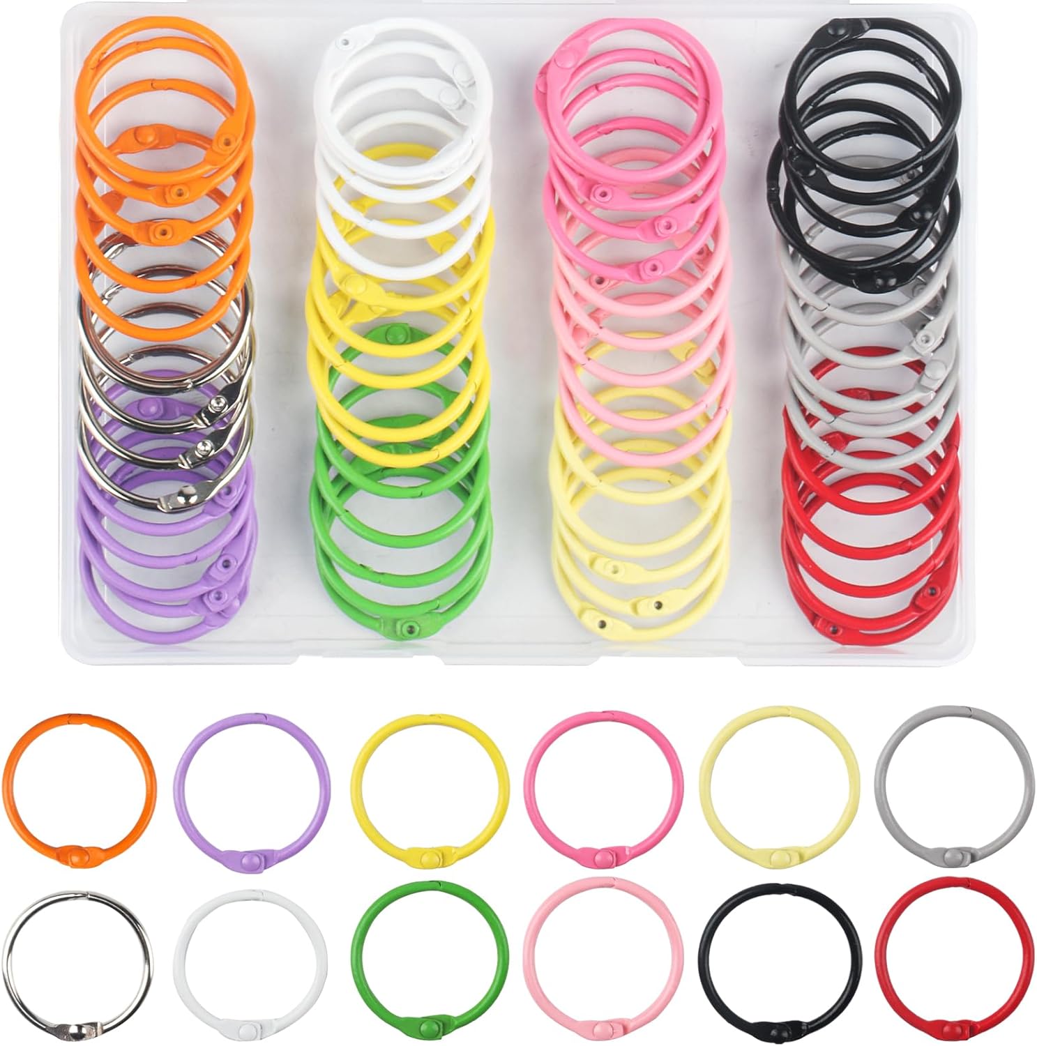 Amazon.com : 60 Pcs Loose Leaf Binder Rings, 1-1/5 inch Metal Book ...
