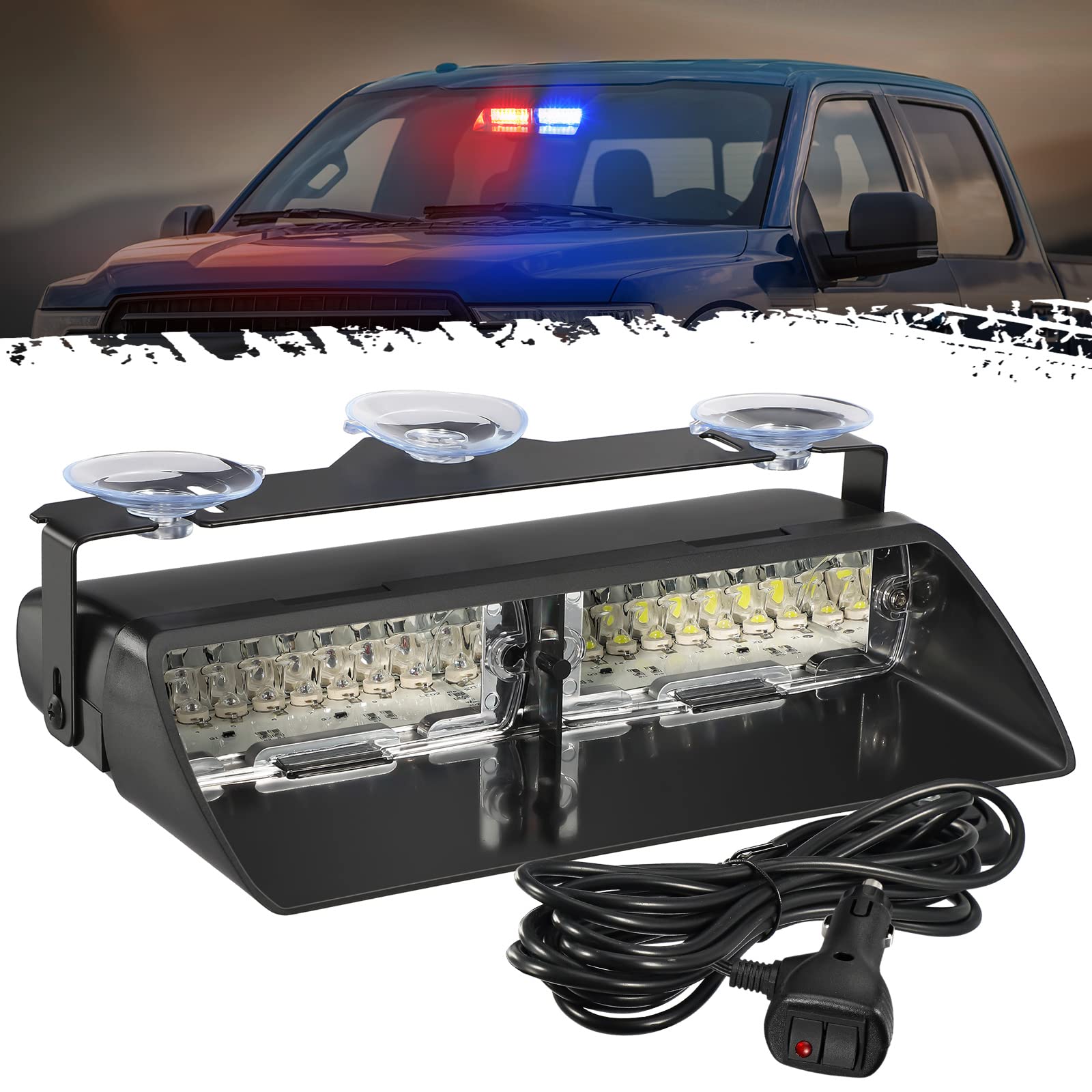 Emergency Vehicle Lights Deck 1 Pair LED Emergency Dash Warning Lights